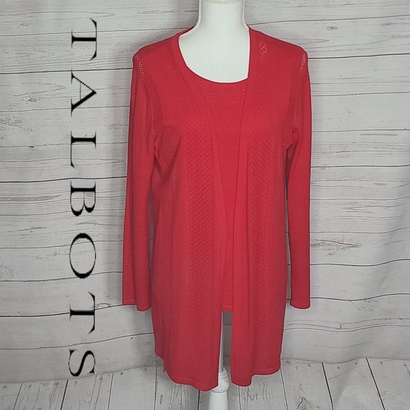 Talbots | Sweaters | Talbots Red Sleeves Cardigan Sweater | Poshmark